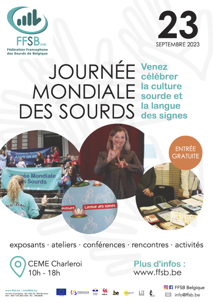 Venez nous rencontrer à la prochaine Journée Mondiale des Sourds à Charleroi ! – FFSB